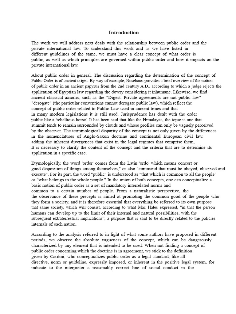 Relationship Between Public Order and Private International Law | PDF ...