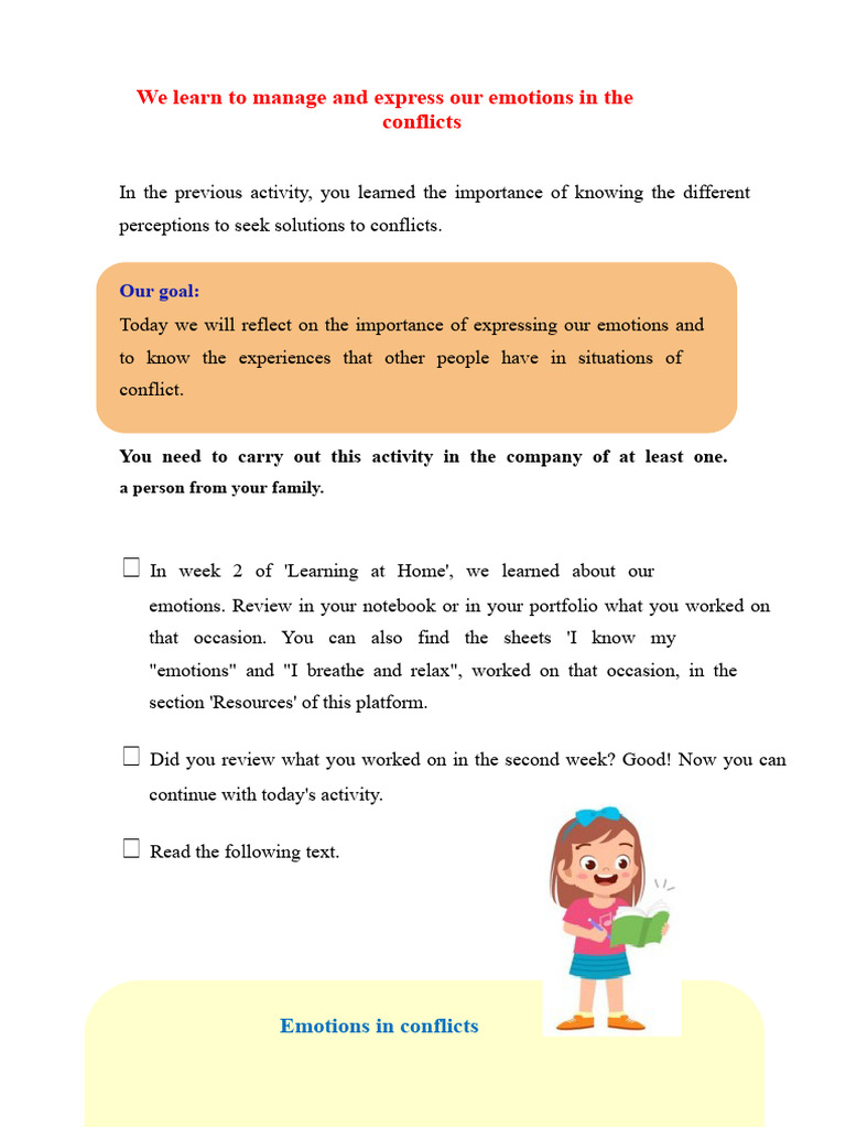 We Learn To Manage and Express Our Emotions in Conflicts. | PDF ...
