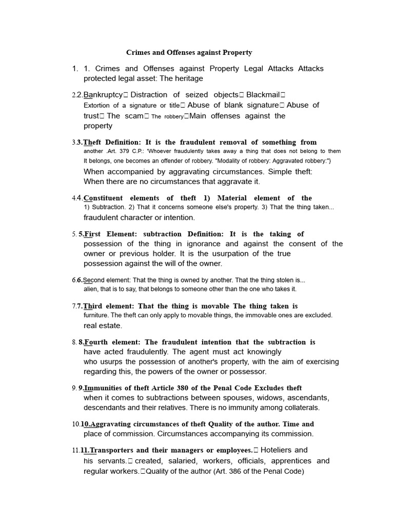 Crimes and Offenses Against Property Unit 1 Criminal 4 | PDF | Fraud ...