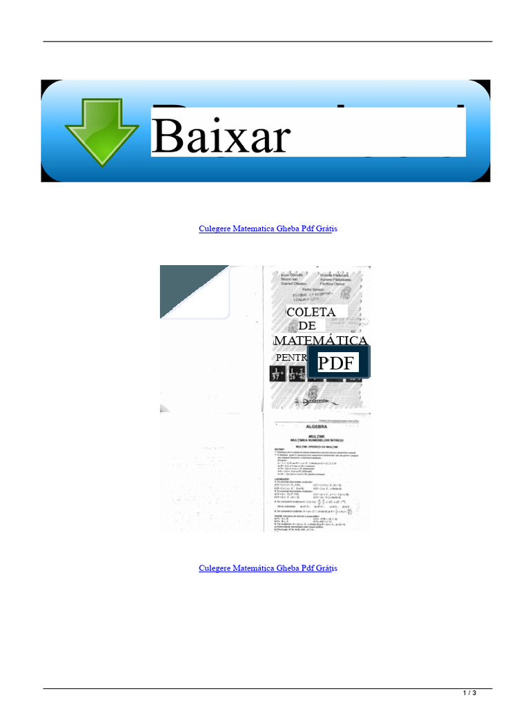 Coleção Matemática Gheba PDF Grátis | PDF