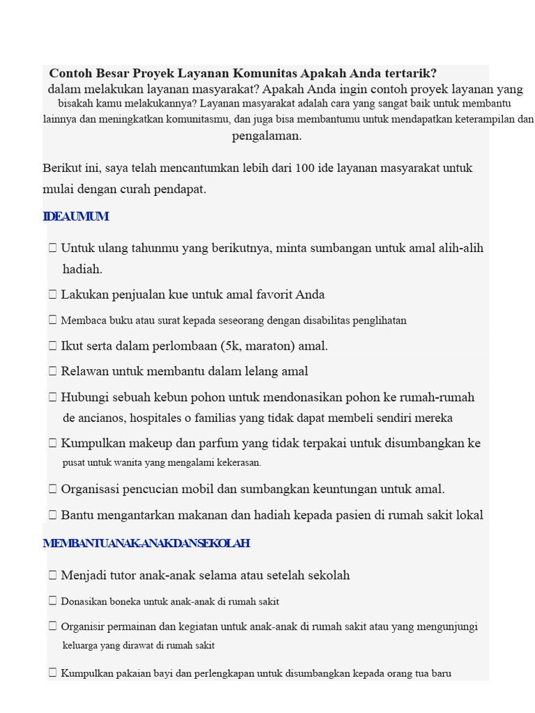 100+ Ide Proyek Layanan Masyarakat | PDF