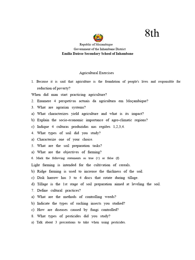 Agricultural Exercises Worksheet 8th Grade 2020 - Copy.docx | PDF