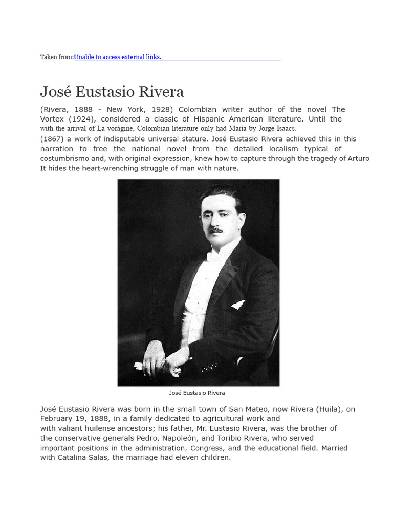 Biography of Jose Eustasio Rivera | PDF | Colombia