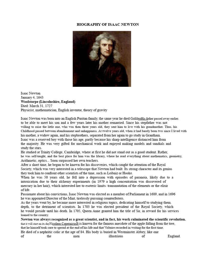 Isaac Newton: Life and Achievements | PDF | Isaac Newton | Albert Einstein
