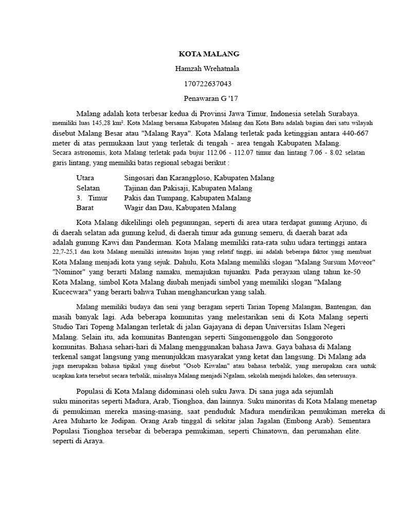 Kota Malang.docx | PDF