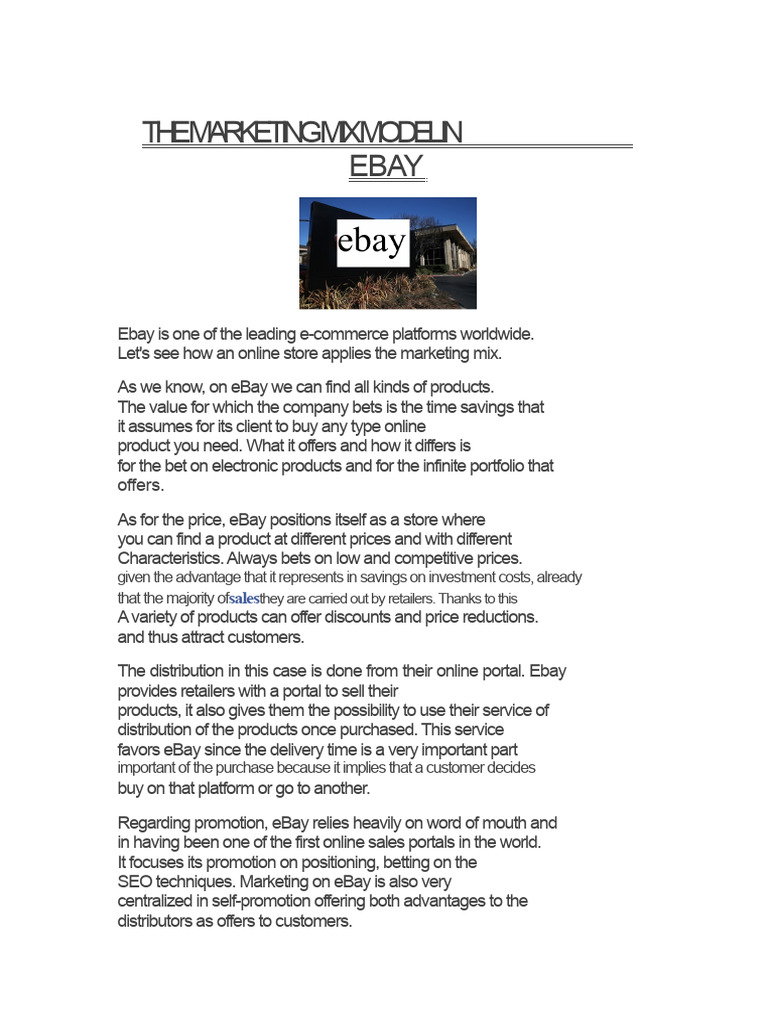 eBay's Marketing Mix Strategy Explained | PDF | Marketing | Coca Cola