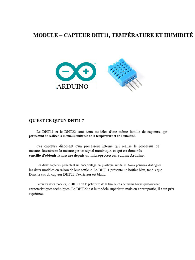 Capteur DHT11 : Guide d'utilisation | PDF | Écran d'ordinateur ...