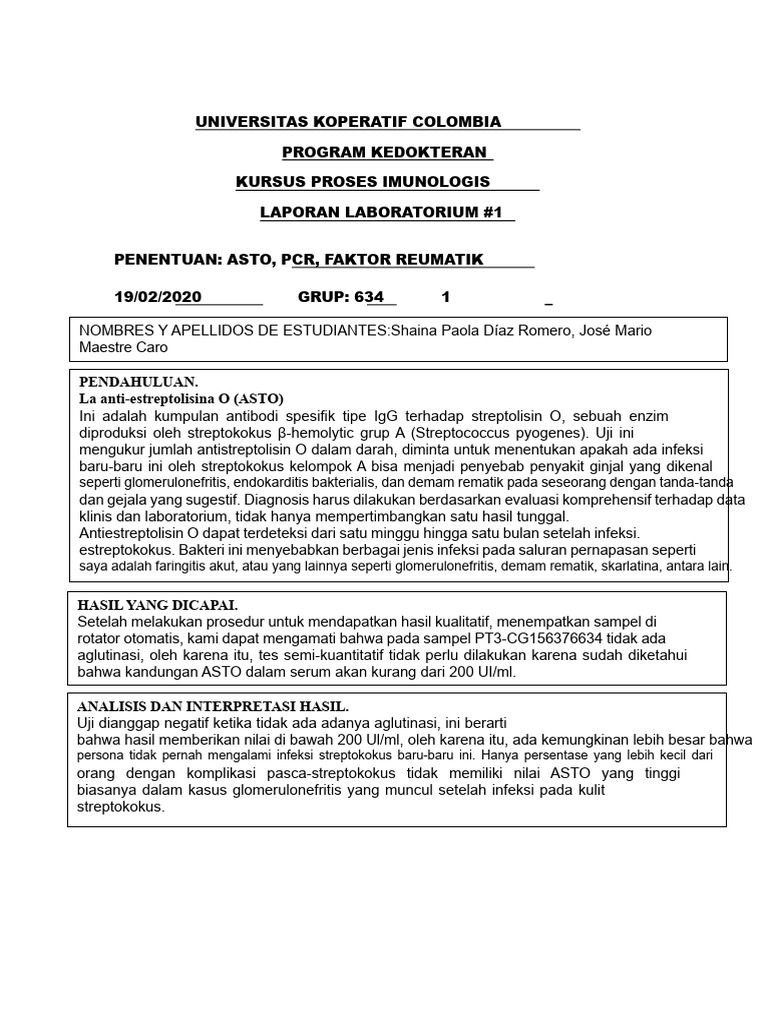 Uji ASTO dan PCR dalam Diagnostik Penyakit | PDF