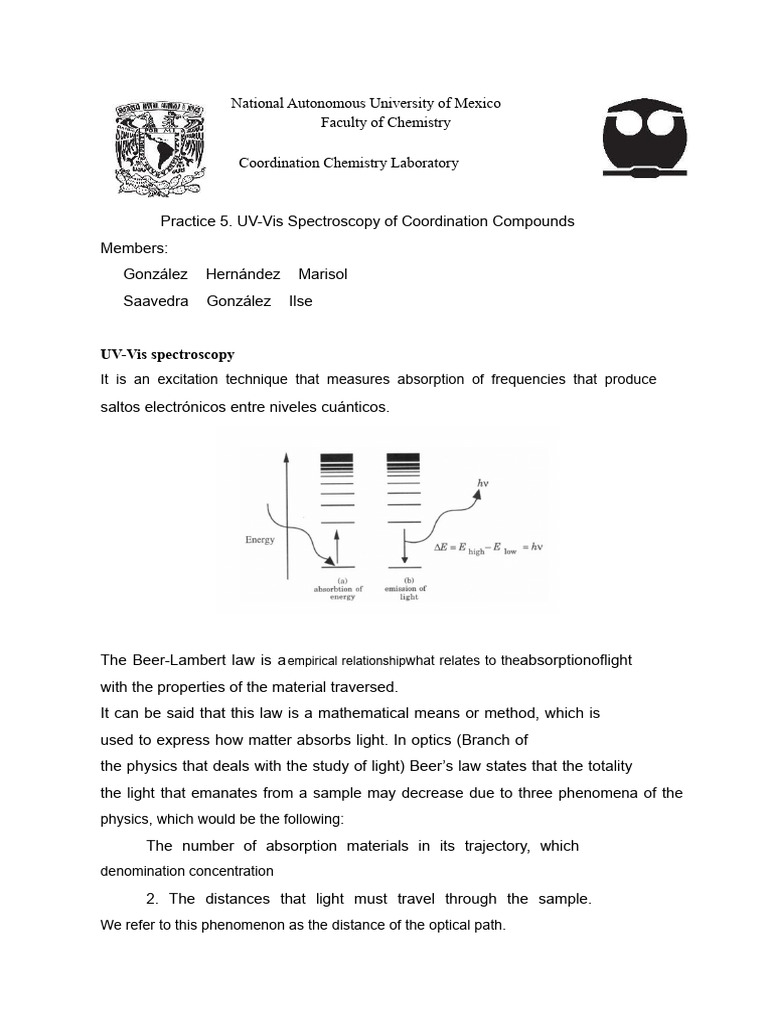 UV-Vis Spectroscopy in Coordination Chemistry | PDF | Electromagnetic ...