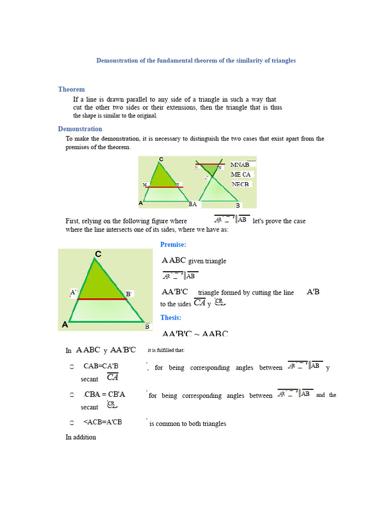 Fundamental Theorem of Triangle Similarity | PDF