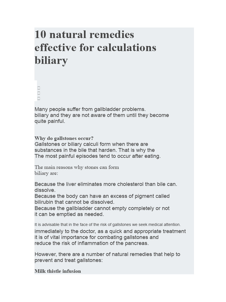 10 effective natural remedies for gallstones | PDF | Gallbladder | Bile