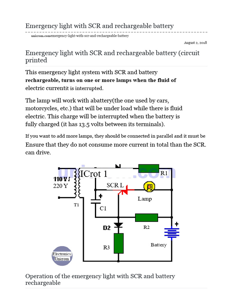 SCR-Based Rechargeable Emergency Light | PDF | Rectifier | Diode