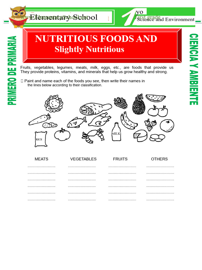 Nutritious and Non-Nutritious Foods For First Grade | PDF | Foods ...