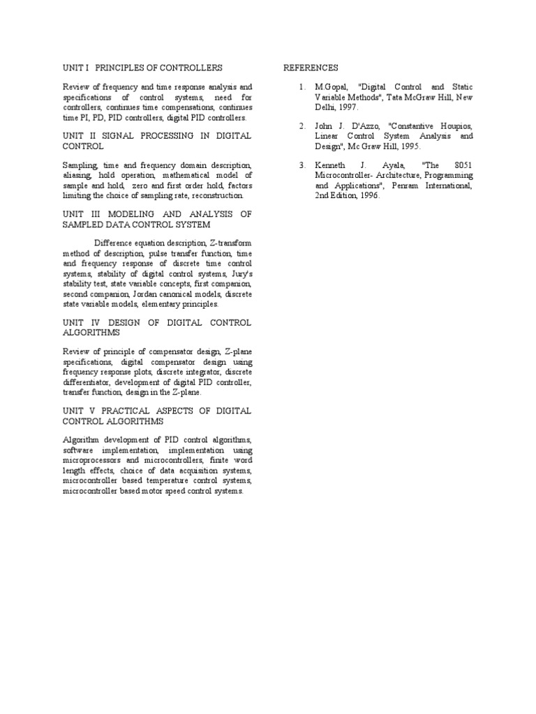 Digital Control Systems Fundamentals | PDF | Control System | Discrete ...