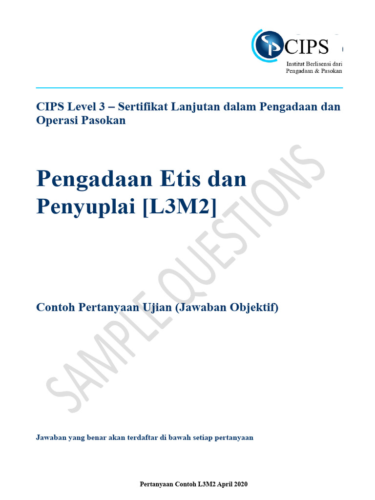 Contoh Soal Ujian CIPS Level 3 L3M2 | PDF