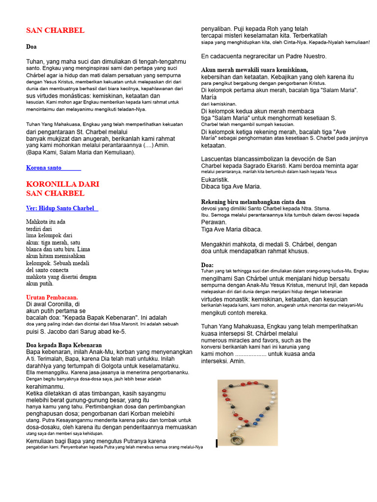 Doa dan Devosi kepada Santo Charbel | PDF