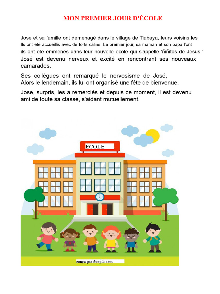 Mon Premier Jour D'école | PDF