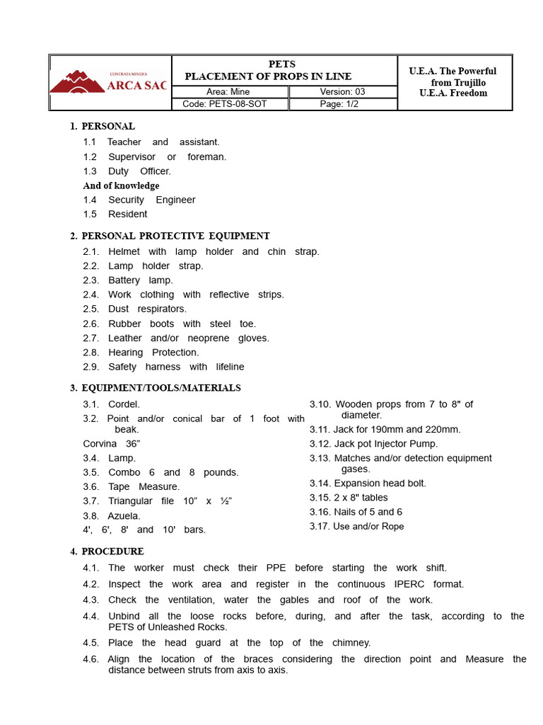 PETS-08-SOT Placement of Props in Line | PDF | Personal Protective ...