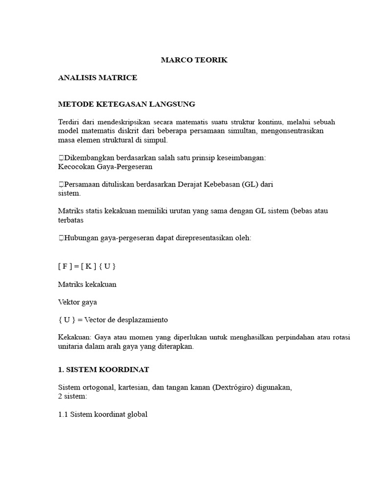 Metode Matriks Kekakuan dalam Analisis Struktur | PDF