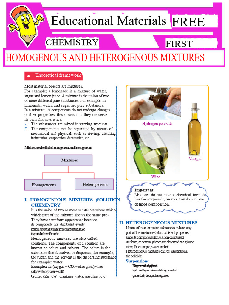Homogeneous vs Heterogeneous Mixtures | PDF | Mixture | Chemical Substances