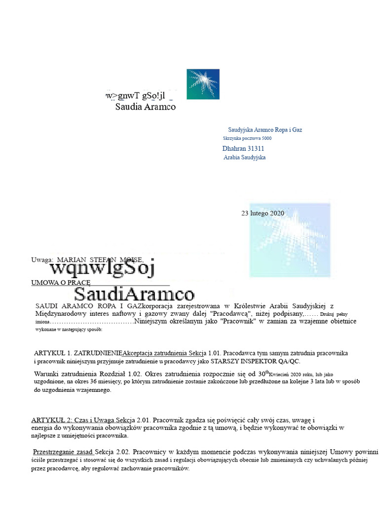 Zatrudnienie Saudi Aramco Marian Stefan Moise-1 | PDF