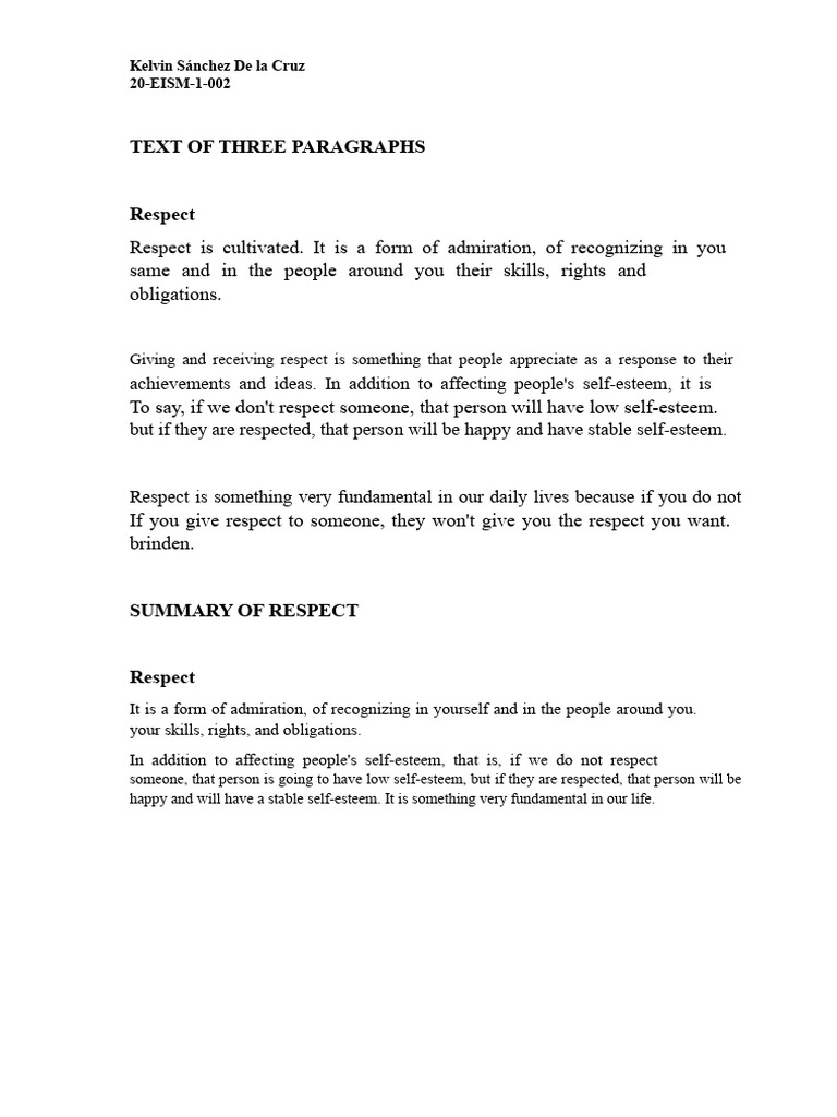 Text of Three Paragraphs Summarized | PDF