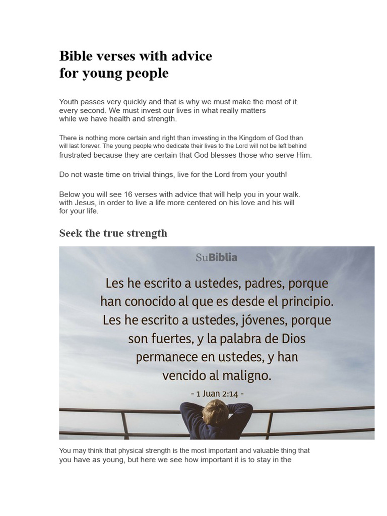 Bible Verses for Youth Guidance | PDF | Religious Belief And Doctrine