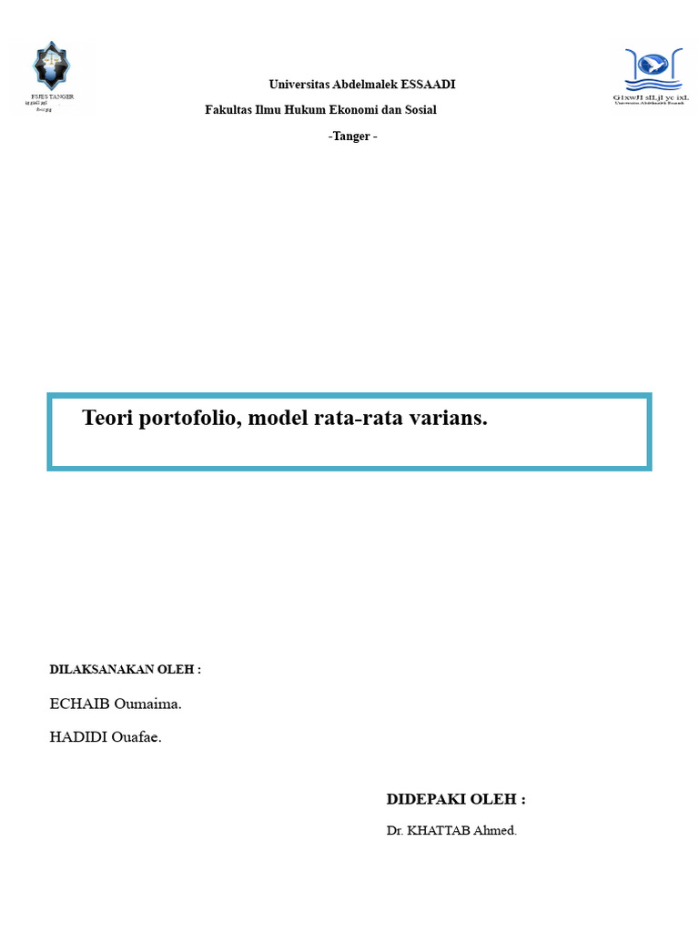 Teori portofolio, model rata-rata varians | PDF