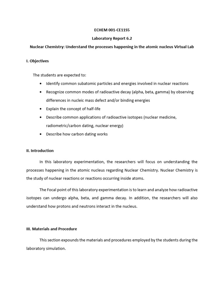 Nuclear Chemistry Lab: Isotope Decay Analysis | PDF | Nuclear Physics ...