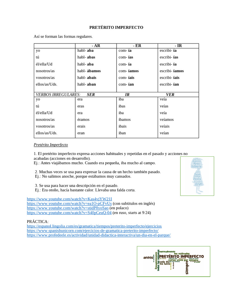 Guía del Pretérito Imperfecto en Español | PDF