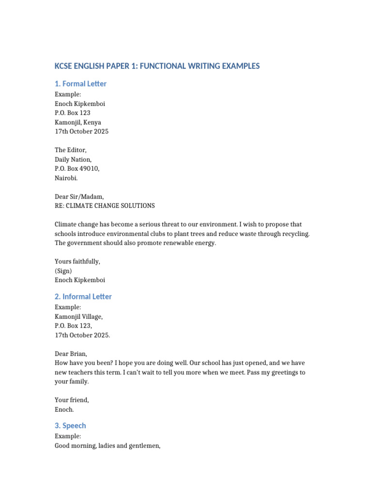 Functional_Writing_Examples_KCSE | PDF