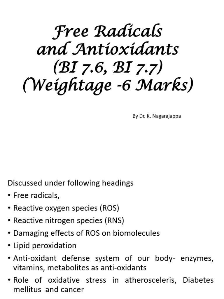 12 Free Radicals and Antioxidants | PDF | Antioxidant | Radical (Chemistry)