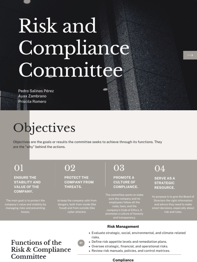 Risk and Compliance Committee Overview | PDF | Risk | Regulatory Compliance