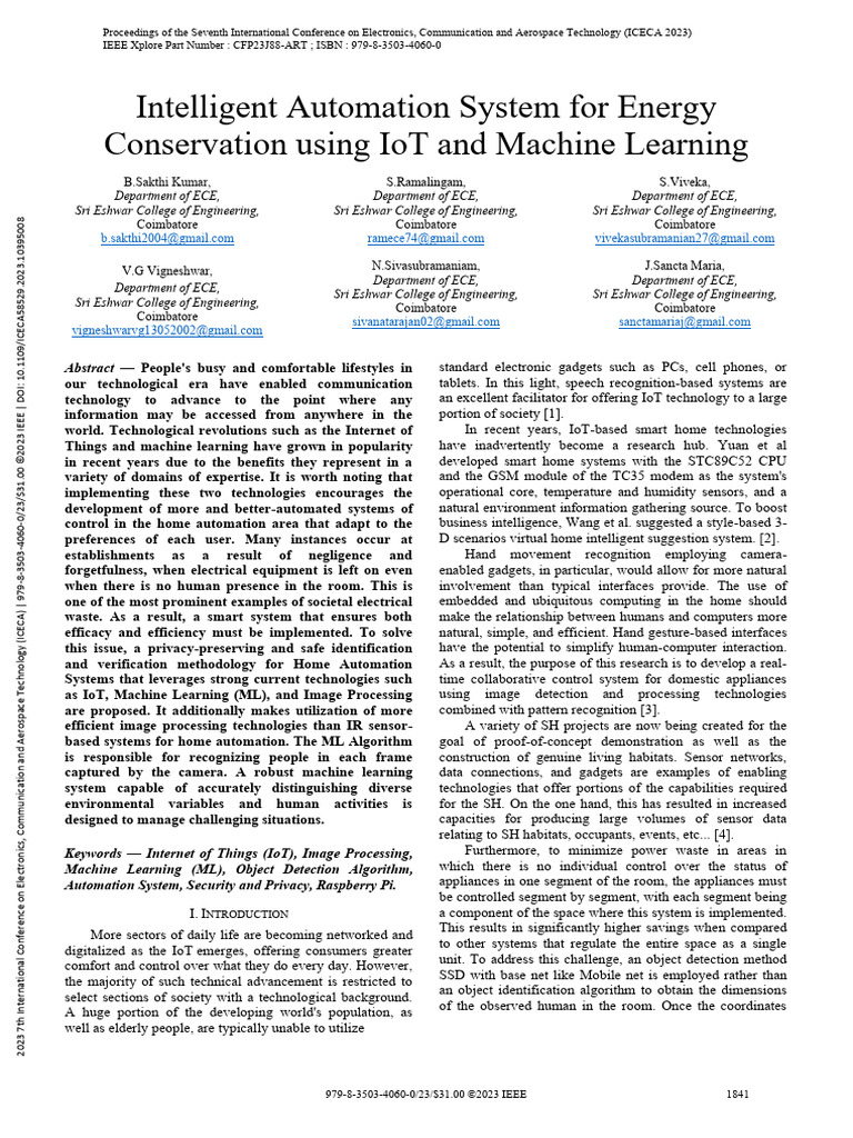 Intelligent Automation System For Energy Conservation Using IoT and ...