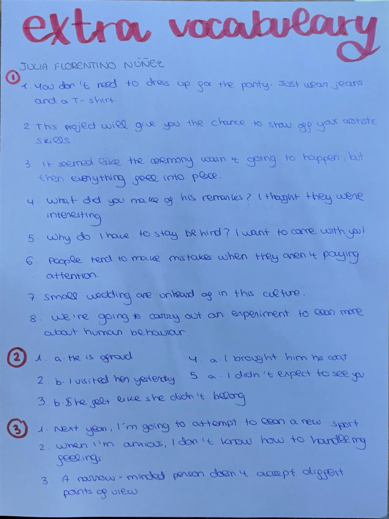 Extra Vocabulary | PDF