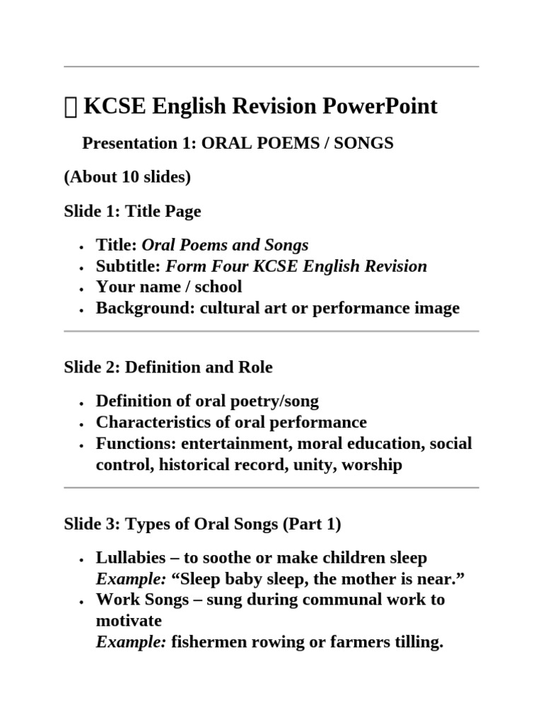 Oral Literature Presentation | PDF | Poetry | Narrative