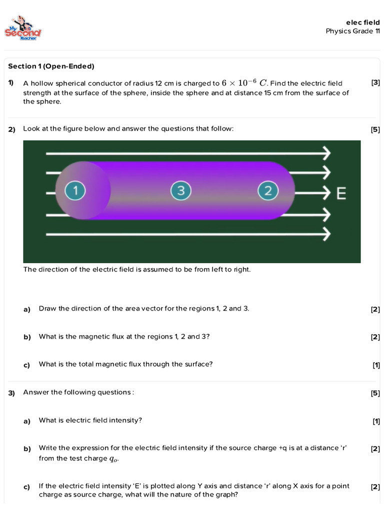Elec Field Question Paper | PDF | Electric Field | Flux
