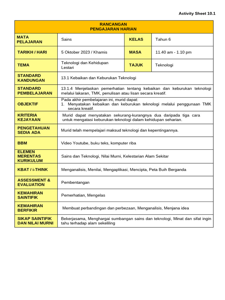 (GROUP 7) Activity Sheet 10.1 Lesson Plan Template - 5E Model | PDF