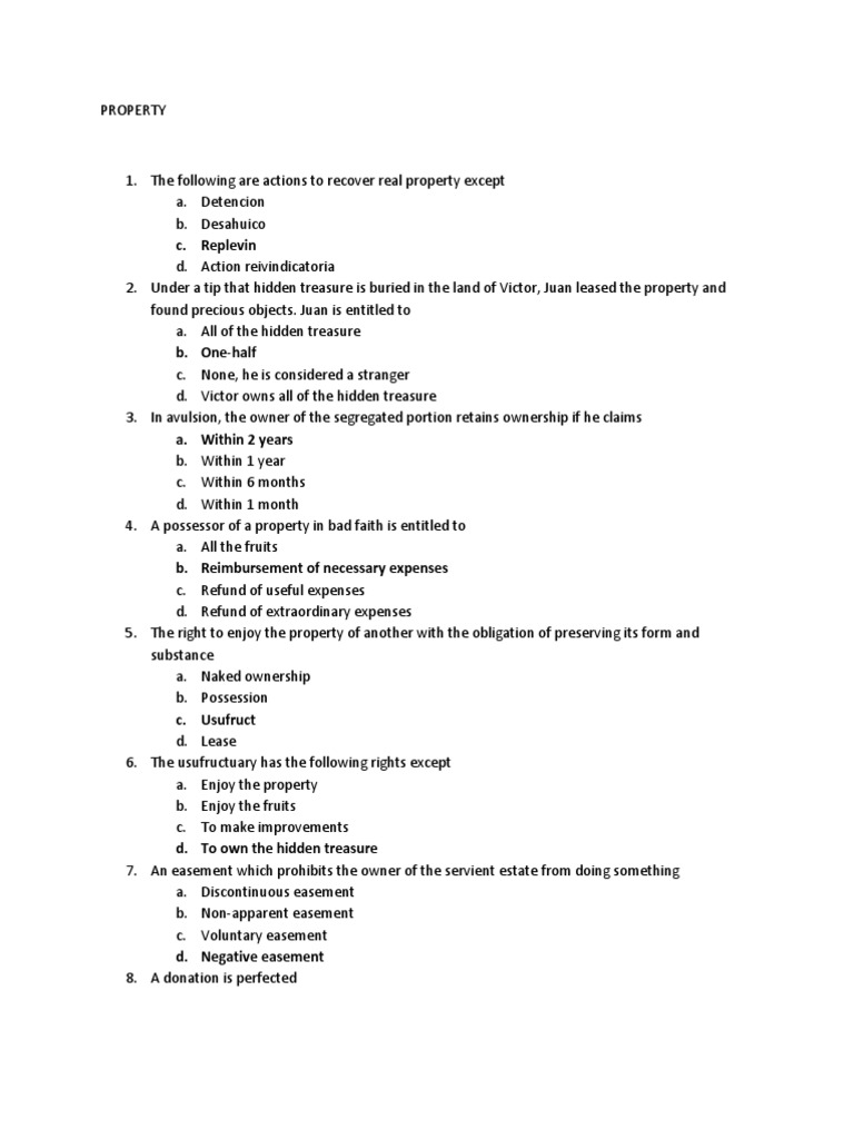 Real Property Law Quiz & Tasks | PDF
