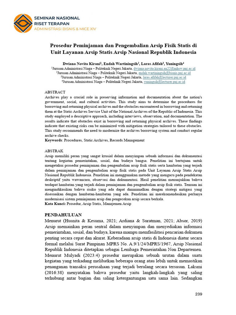 034 Prosedur+Peminjaman+Dan+Pengembalian+Arsip+Fisik+Statis+Di+Unit+Layanan+Arsip+Statis+Arsip ...