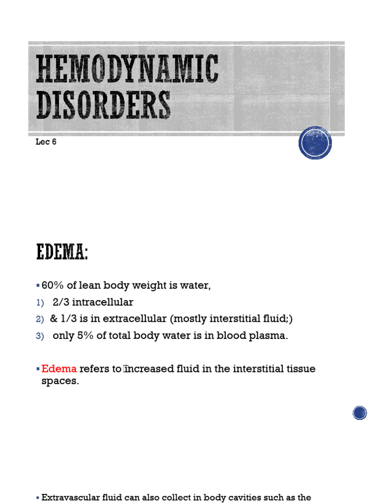 Lec 6 Hemodynamic PDF - 094238 2 | PDF | Edema | Clinical Medicine