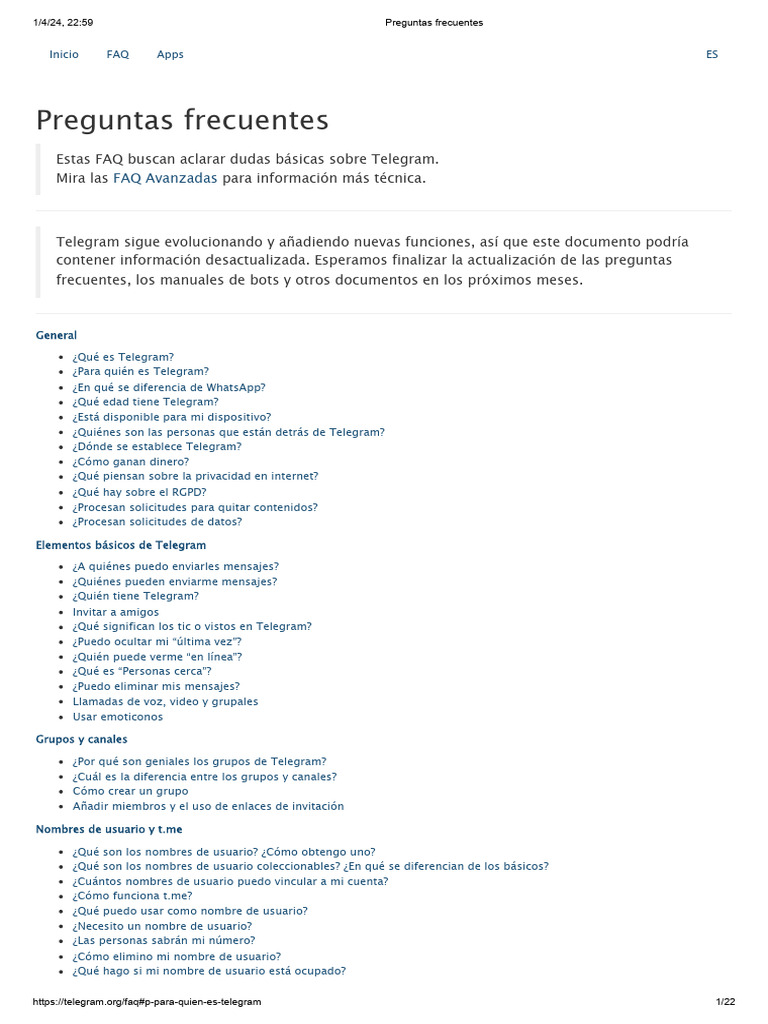 FAQ sobre Telegram: Todo lo que necesitas saber | PDF | Chat en linea ...