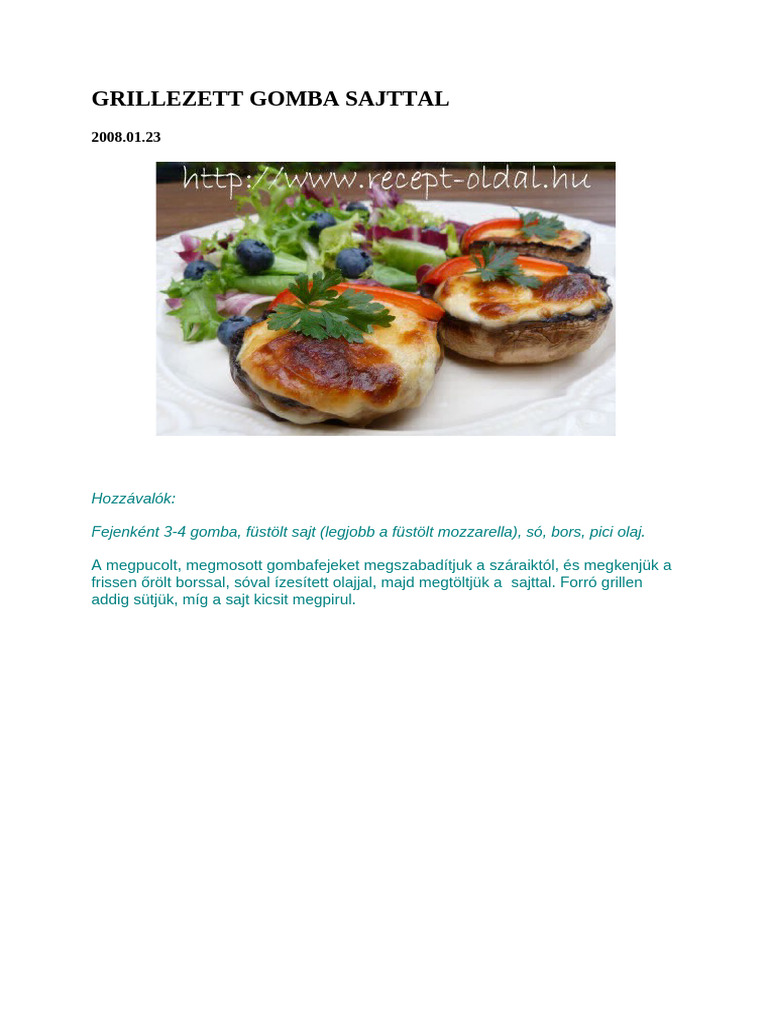 Grillezett Gomba Sajttal | PDF