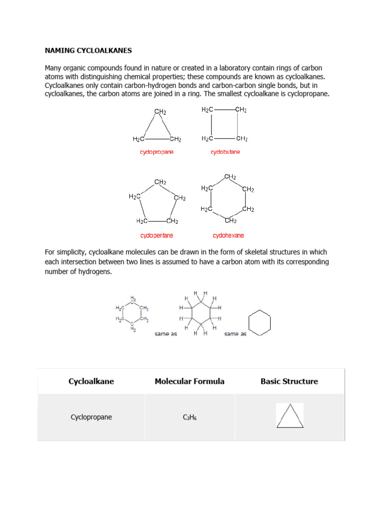 Naming Cycloalkanes | PDF | Alkane | Chemical Compounds