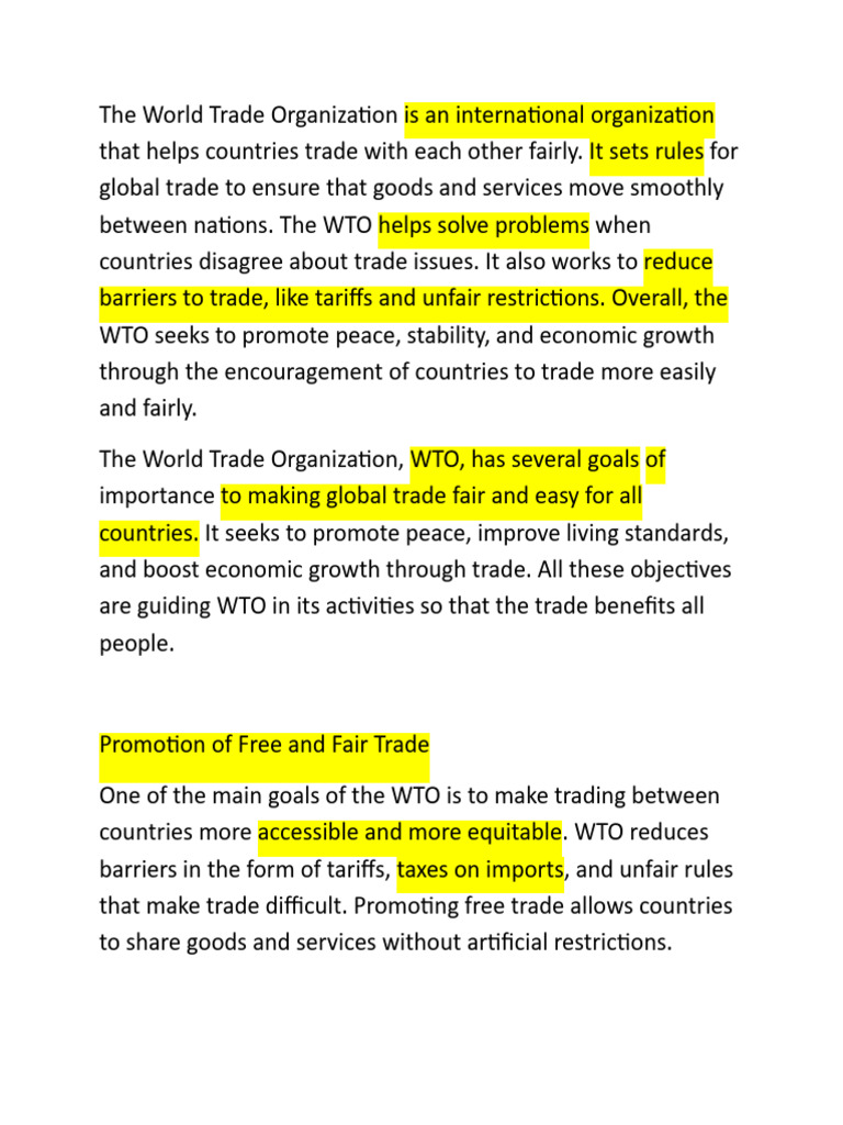 WTO: Promoting Fair Global Trade | PDF | World Trade Organization ...