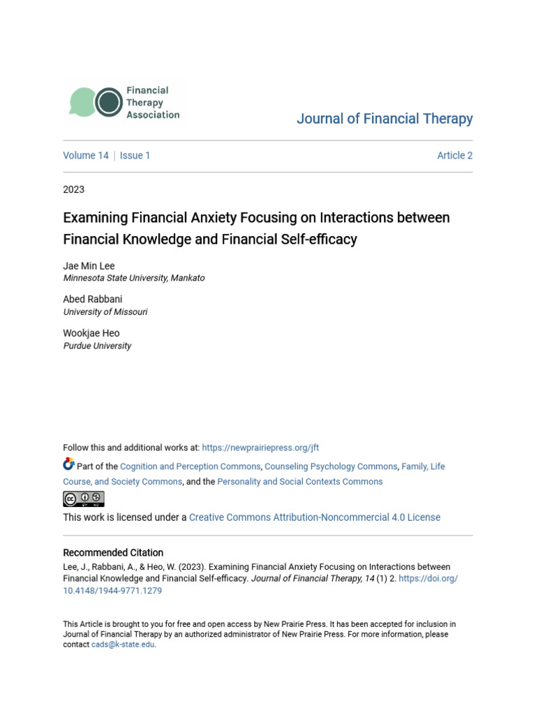 5.examining Financial Anxiety Focusing On Interactio | PDF | Self ...