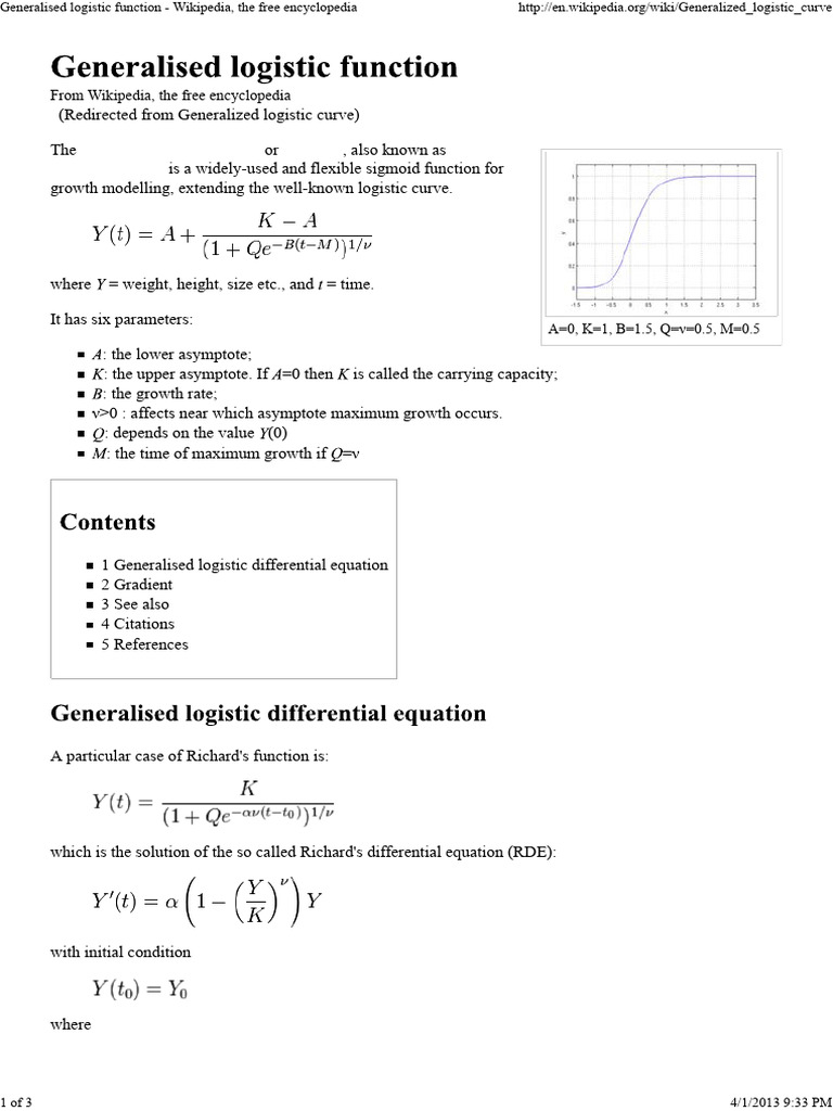 Generalised Logistic Function - Wikipedia, The Free Encyclopedia | PDF ...