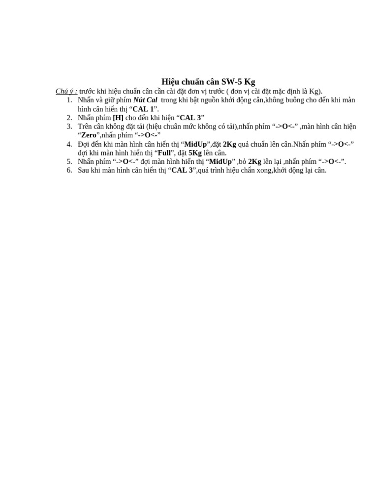 Cas - Hiệu Chuẩn Cân Cas - Sw | PDF