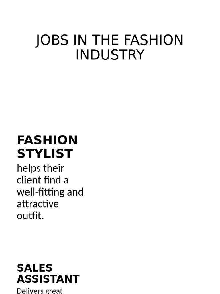 Jobs in The Fashion Industry | PDF
