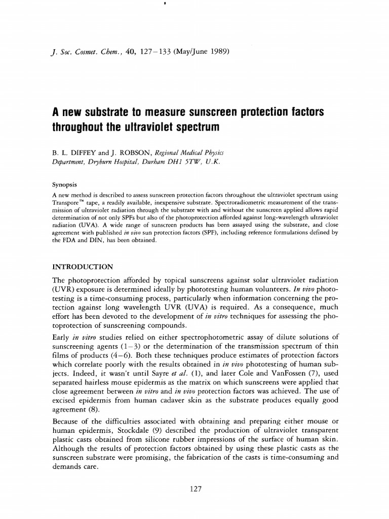 Substrate Measure Sunscreen Protection Factors | PDF | Sunscreen ...